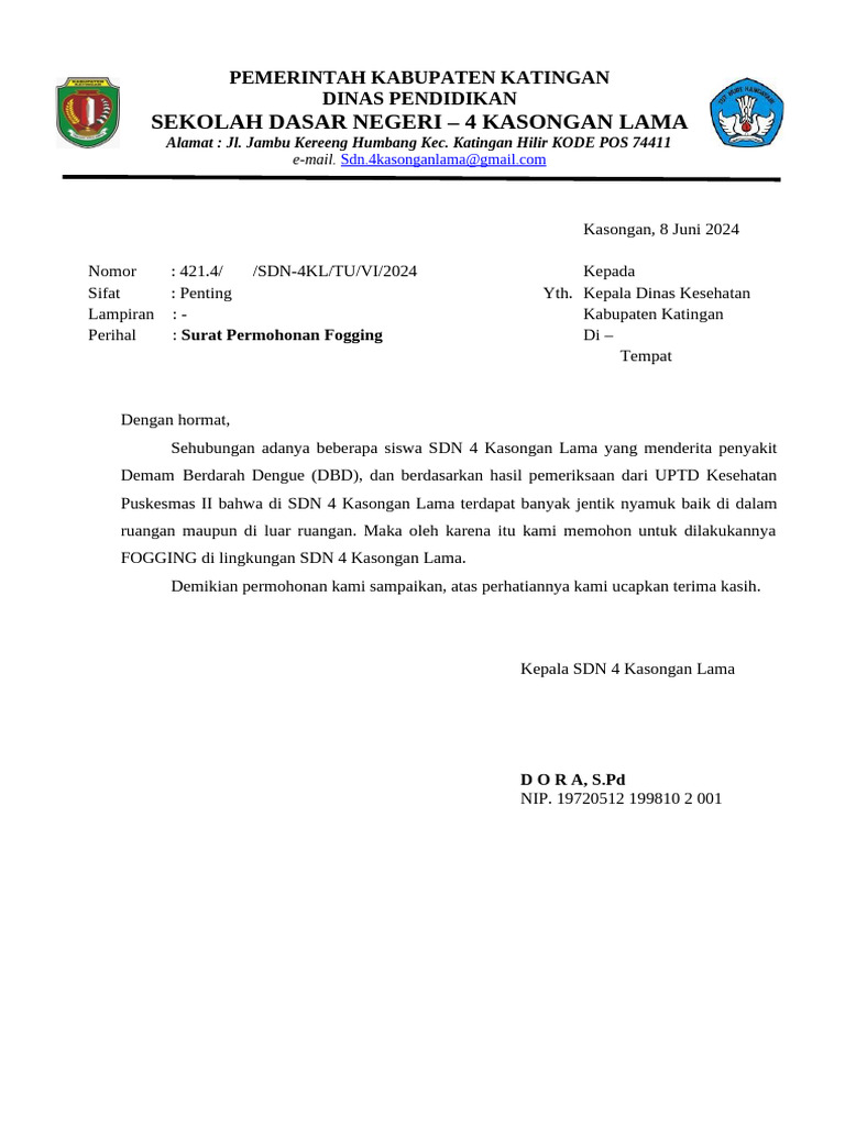 Surat Permohonan Fogging | PDF