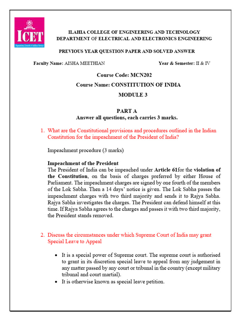 Module-3 Previous Year Question Paper and Solved Answer | PDF ...
