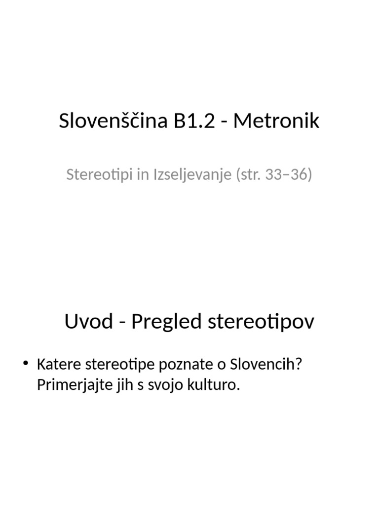 Slovenscina B1 2 Metronik PPT | PDF