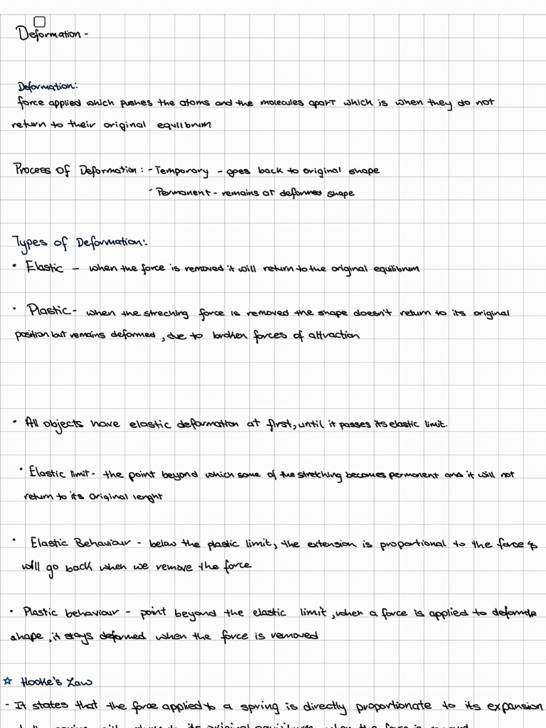 Deformation - CSEC Physics Notes | PDF