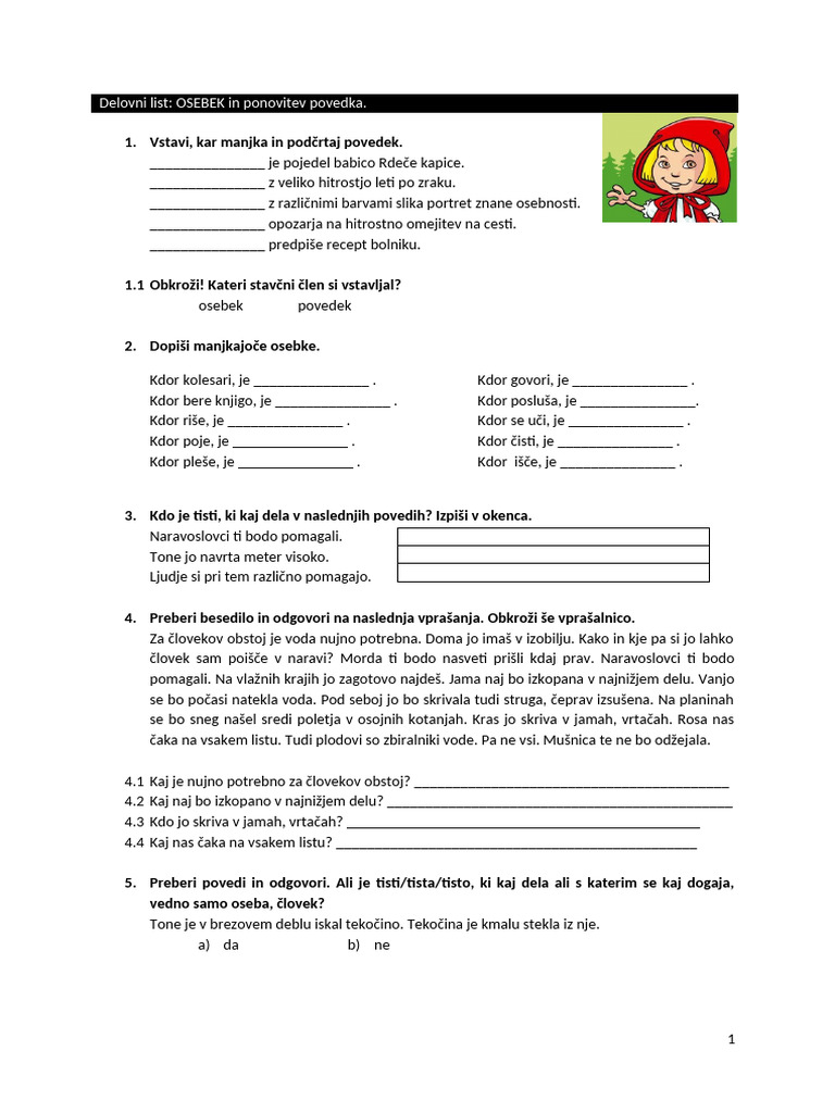 Delovni list 2 | PDF