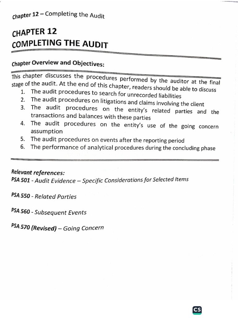 Chapter 12-Completing The Audit | PDF