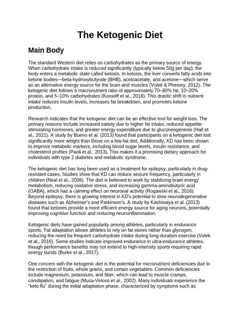 The Ketogenic Diet Final As Assignment (Body and Conclusion) | PDF ...