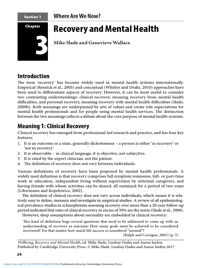 Understanding Slade's Recovery Models | PDF | Psychiatry | Mental Health