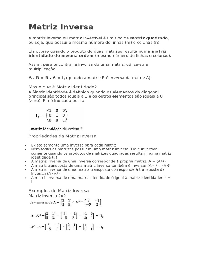 Matriz Inversa | PDF