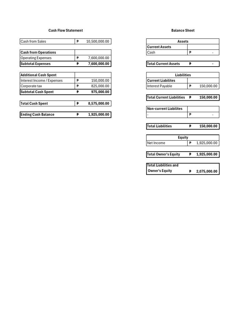 Cash Flow Statement and Balance Sheet | PDF