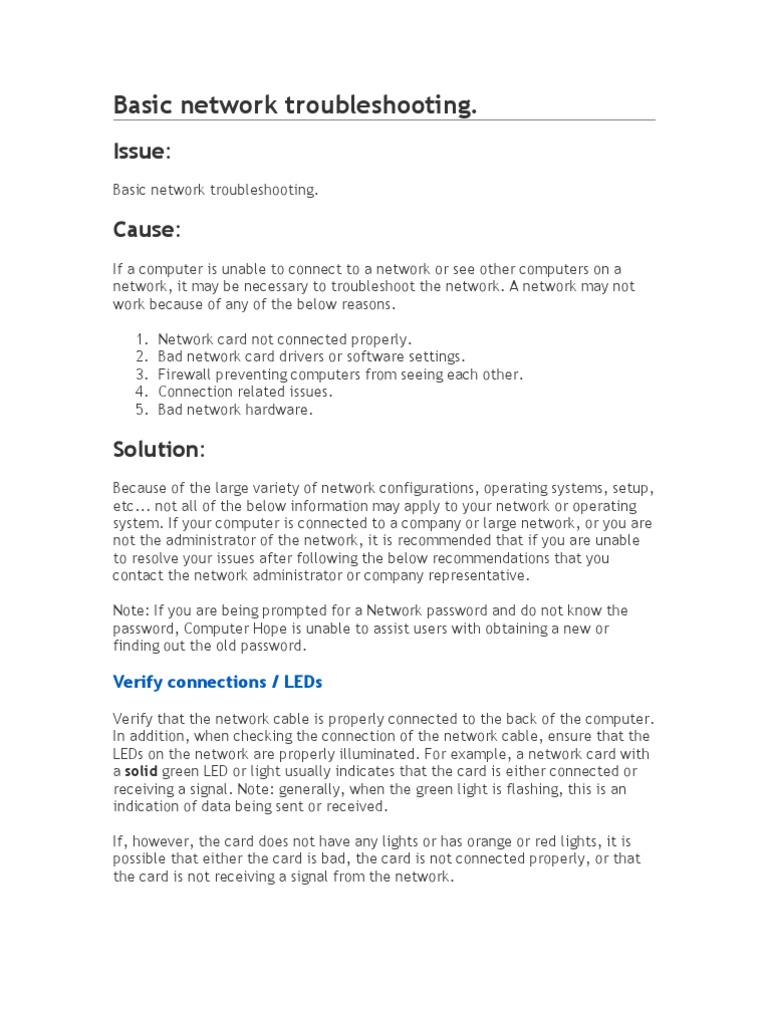 Network Troubleshooting Guide | PDF | Ip Address | Firewall (Computing)