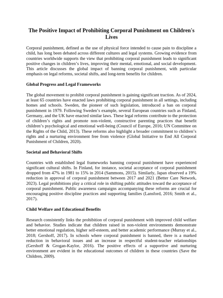 Corporal Punishment Paper | PDF | Punishments | Violence