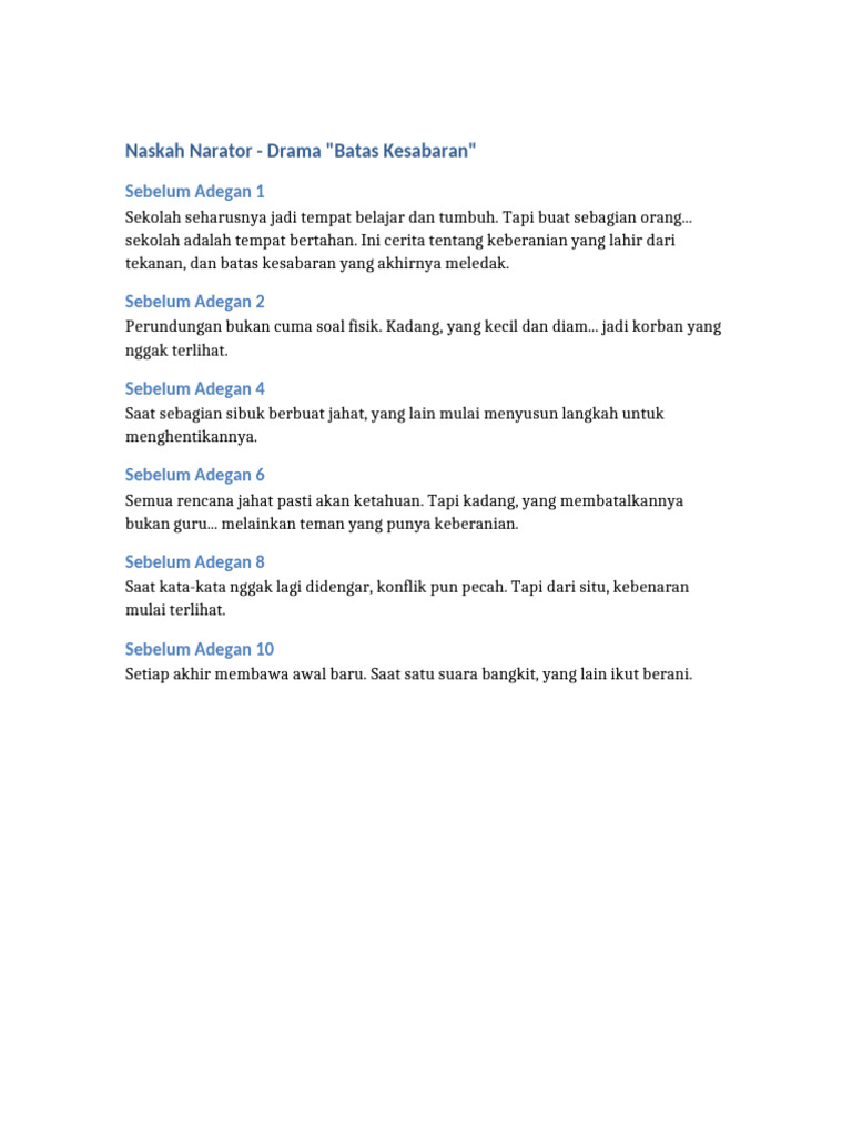 Naskah Narator Batas Kesabaran | PDF