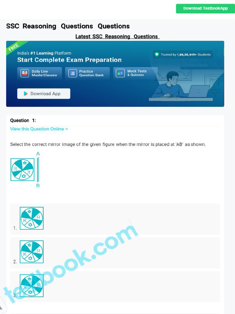 SSC Reasoning Questions 637eedb1e13c973a65ba7d1f | PDF