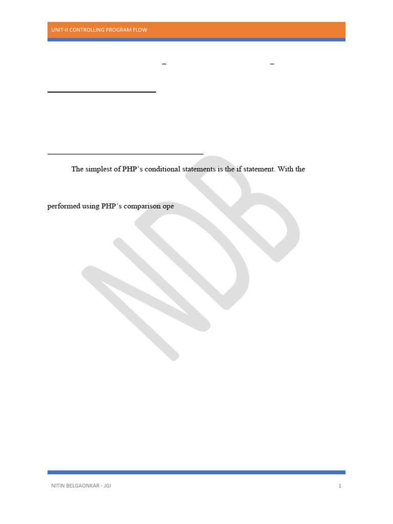 UNIT II Controlling Program Flow | PDF | Control Flow | Software ...