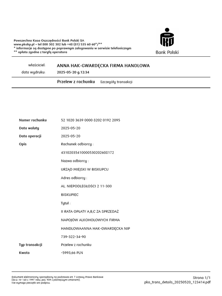 Pko Trans Details 20250520 123414 | PDF