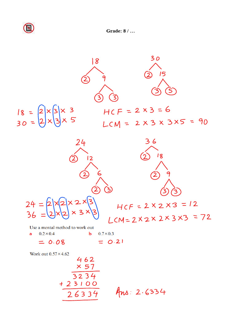Grade 8 Mid-Term Math Answer Key | PDF
