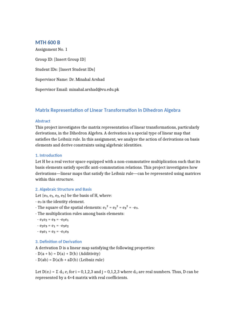 Completed Matrix Representation of Linear Transformation | PDF | Linear Map | Matrix (Mathematics)
