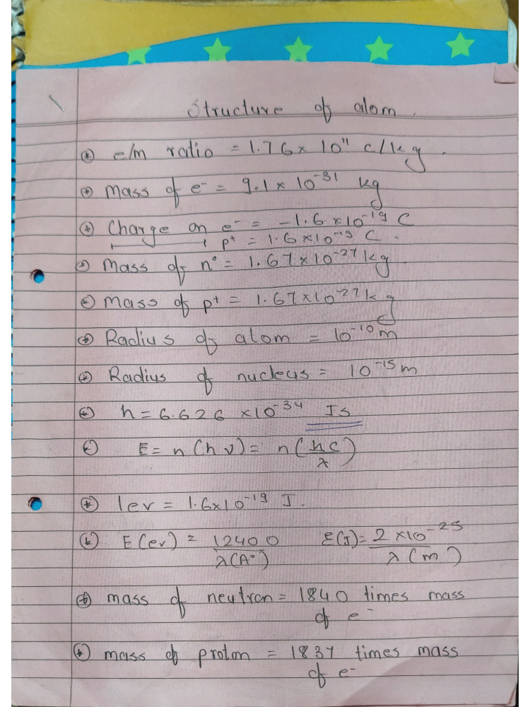 Atomic Structure Formula Sheet | PDF