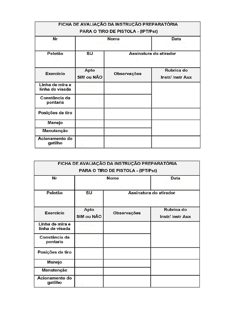 Ficha de IPT PST (Impressão) | PDF