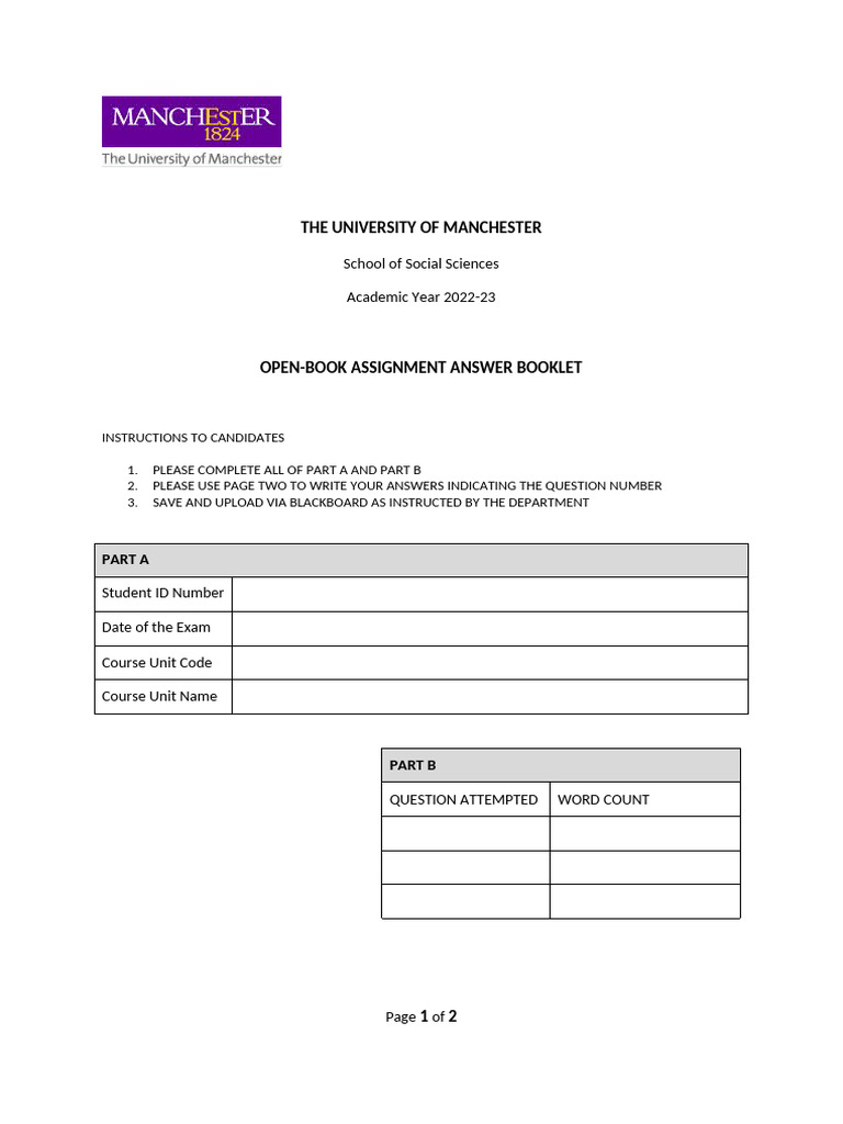 Open-Book Examination Answer Booklet | PDF