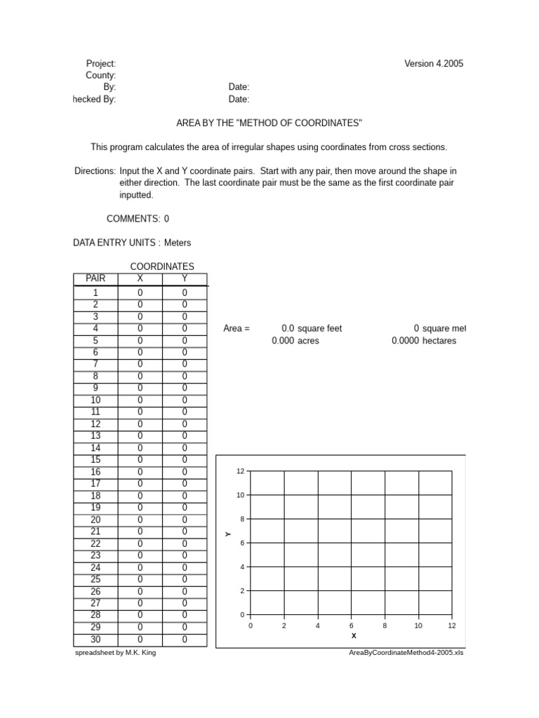 Area Calculation Using Coordinates | PDF