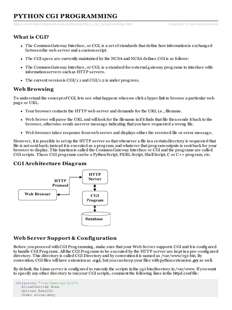 Python Cgi Programming | PDF | Http Cookie | Web Server
