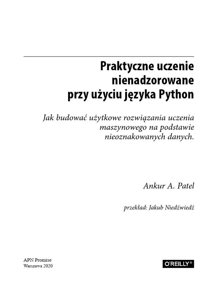 Praktyczne Uczenie Nienadzorowane Przy Uzyciu Jezyka Python | PDF