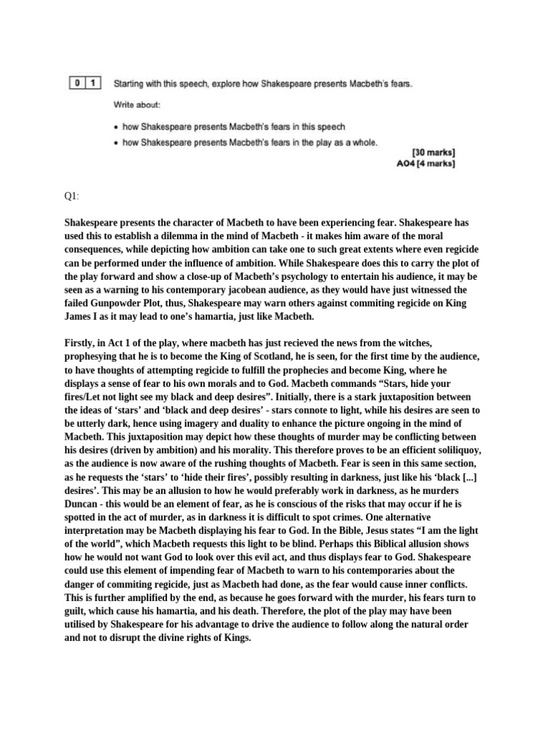 Macbeth + A Christmas Carol Essay Questions | PDF | Macbeth | Ebenezer ...