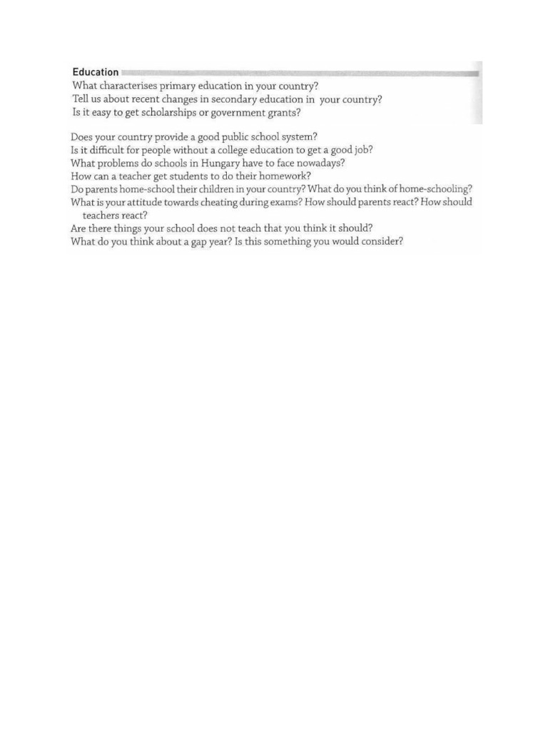 Questions On Education | PDF