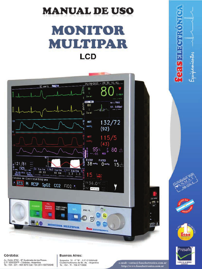 Manual de uso Multipar LCD | PDF | Presión sanguínea | Sistema ...