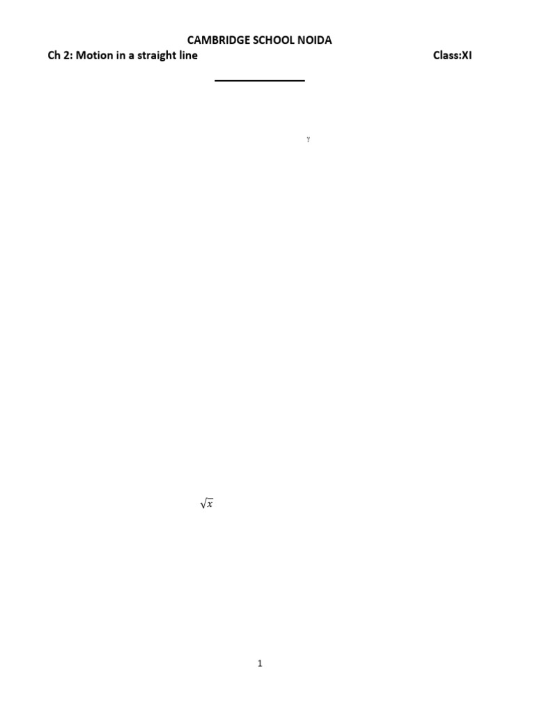 Assignment1 - Motion in A Straight Line | PDF | Acceleration | Velocity