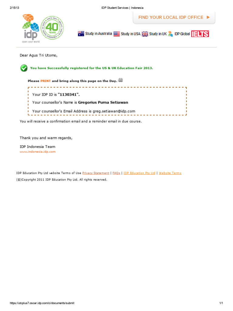 IDP Student Services - Indonesia | PDF