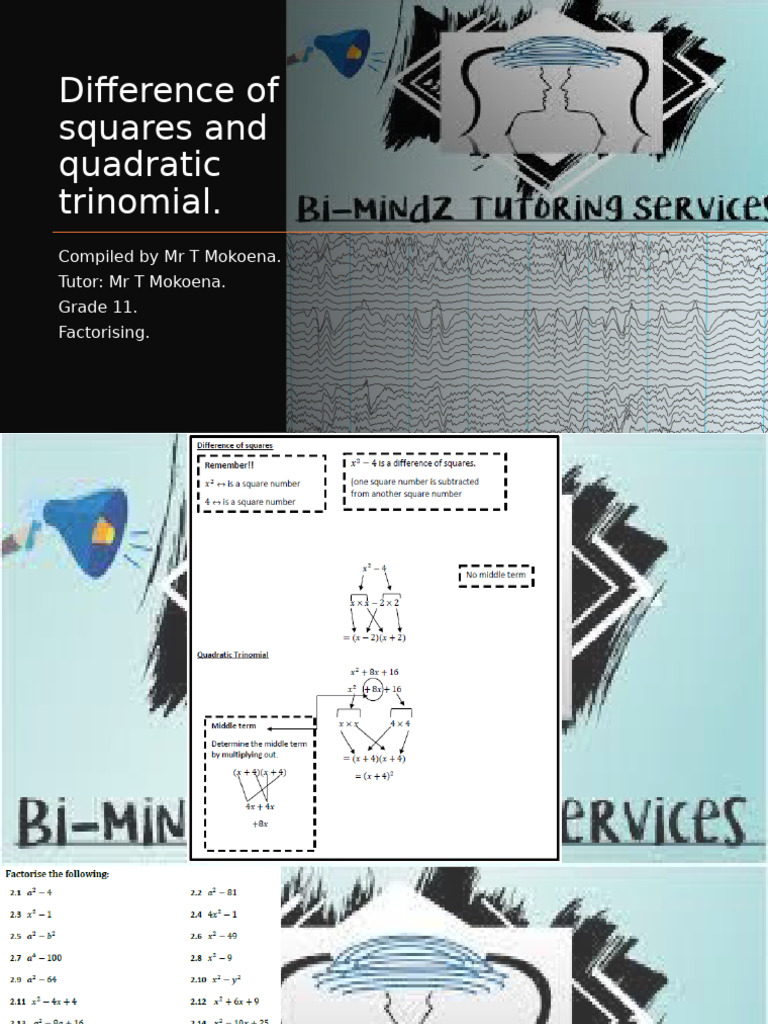 Difference of Squares and Quadratic Trinomial. | PDF