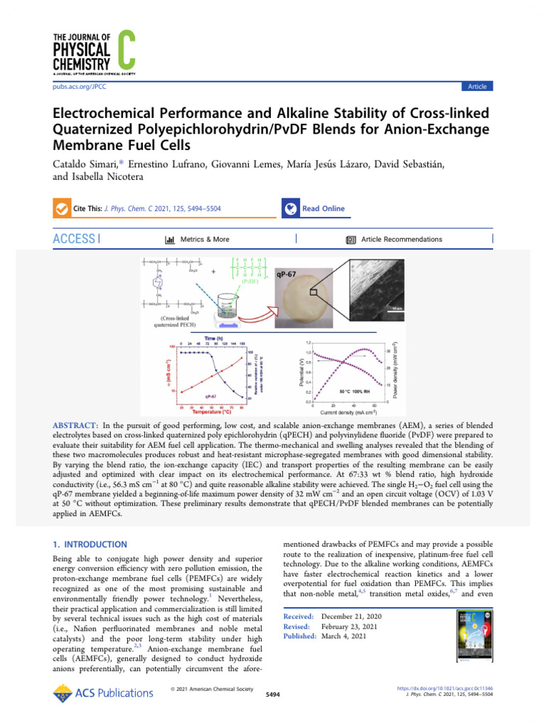 Simari Et Al 2021 Electrochemical Performance and Alkaline Stability of ...
