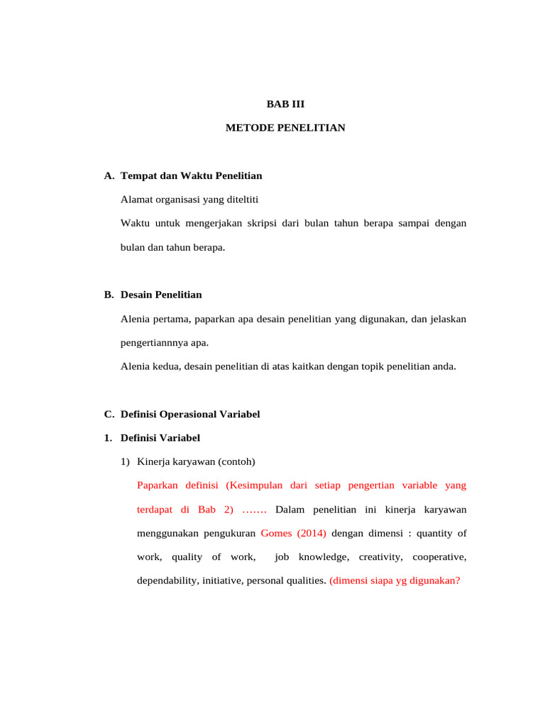 Template BAB III - Skripsi | PDF