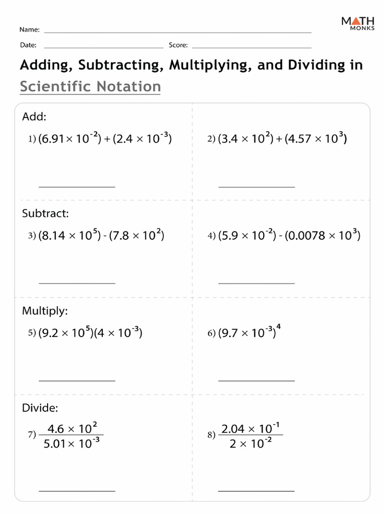 Adding Subtracting Multiplying and Dividing Scientific Notation ...