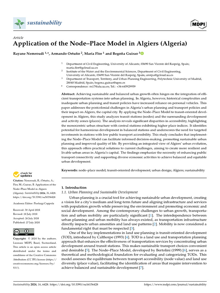 Node-Place Model for Algiers Urban Planning | PDF | Urban Planning ...