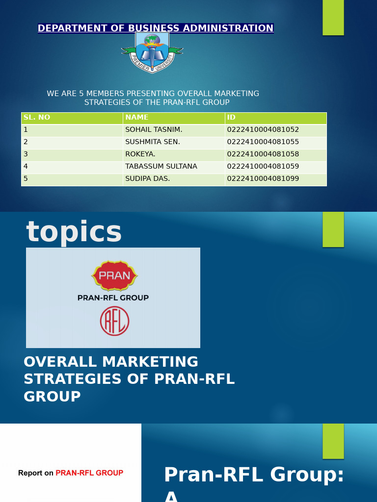 Pran RFL Group A Comprehensive Marketing Strategy Analysis Revised | PDF | Marketing | Brand