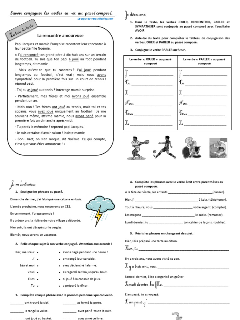 Conjugaison des verbes en -er au passé composé | PDF | Verbe | Syntaxe