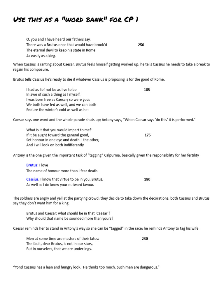 Key Themes in Brutus and Cassius' Dialogue | PDF