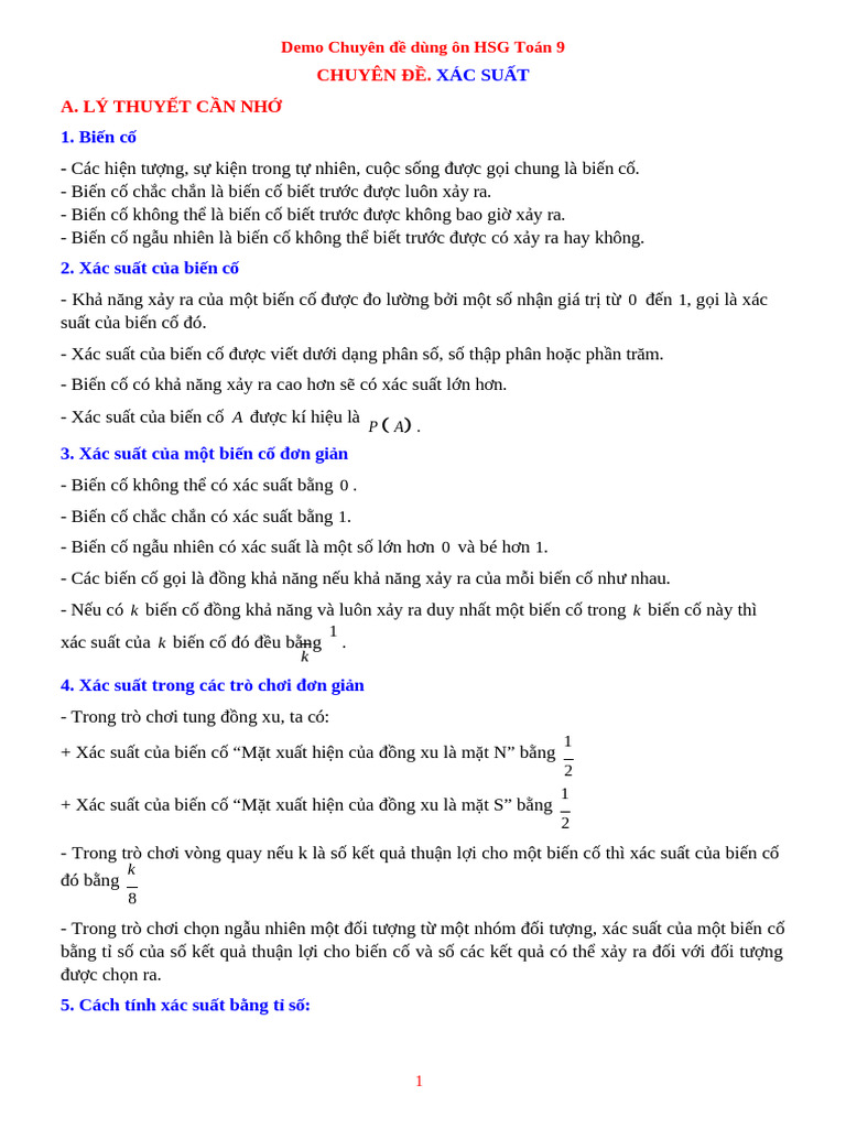 Chuyen de 14.1 Xac Suat | PDF