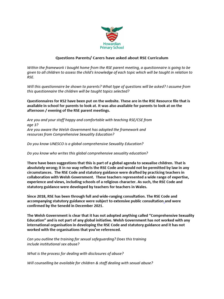 rse-questions-howardian-primary | PDF | Teachers | Curriculum
