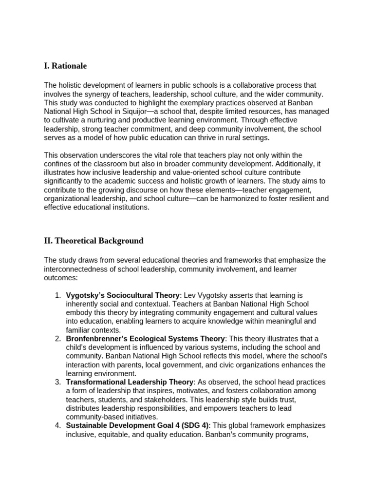 Rationale, Theoritical Background and Recommendations | PDF | Teachers ...