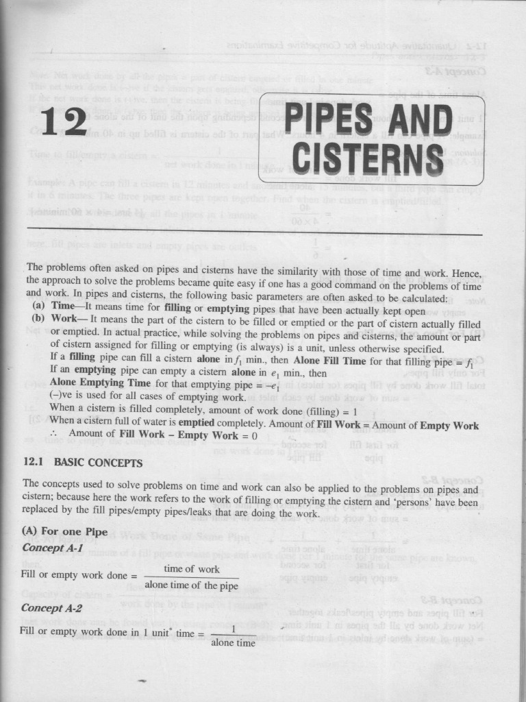 12 Pipe and Cisterns | PDF