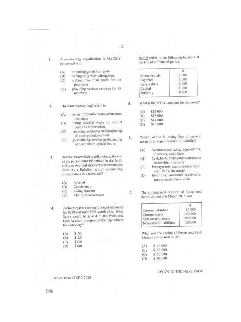 CXC Poa Paper 1 2020 | PDF