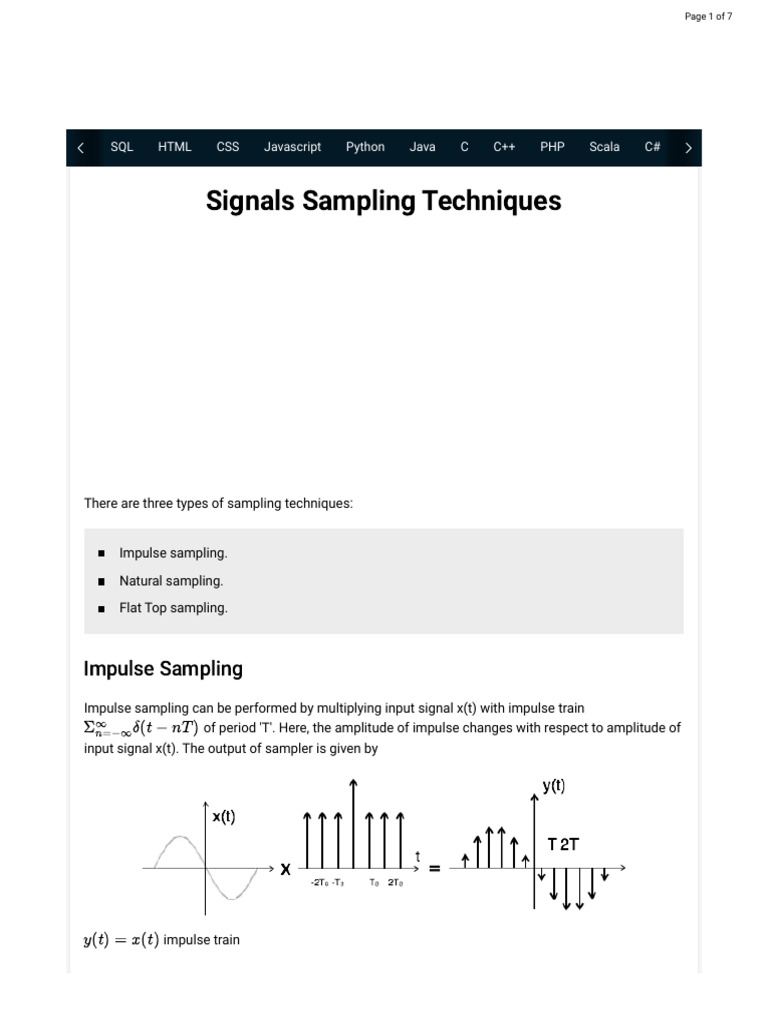 Signals Sampling Techniques | PDF | Sampling (Signal Processing) | Spectral Density