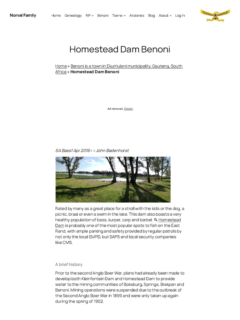 Homestead Dam Benoni - Norval Family | PDF | Angling | Fish