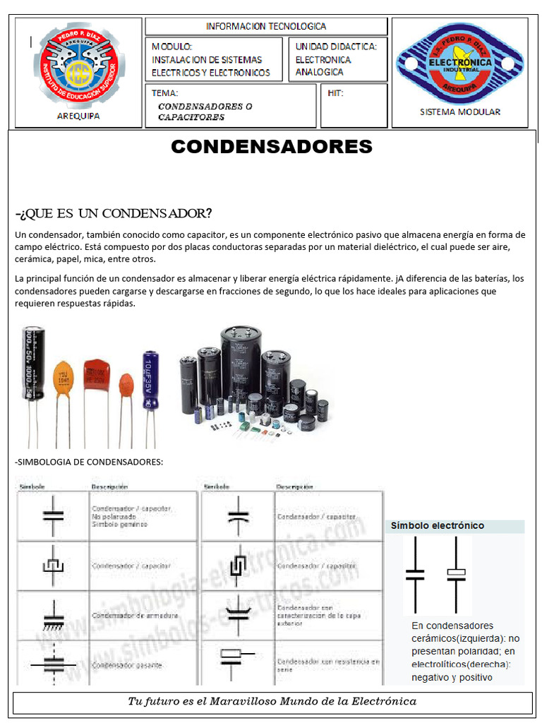 Tipos y Funciones de Condensadores | PDF | Condensador | Capacidad
