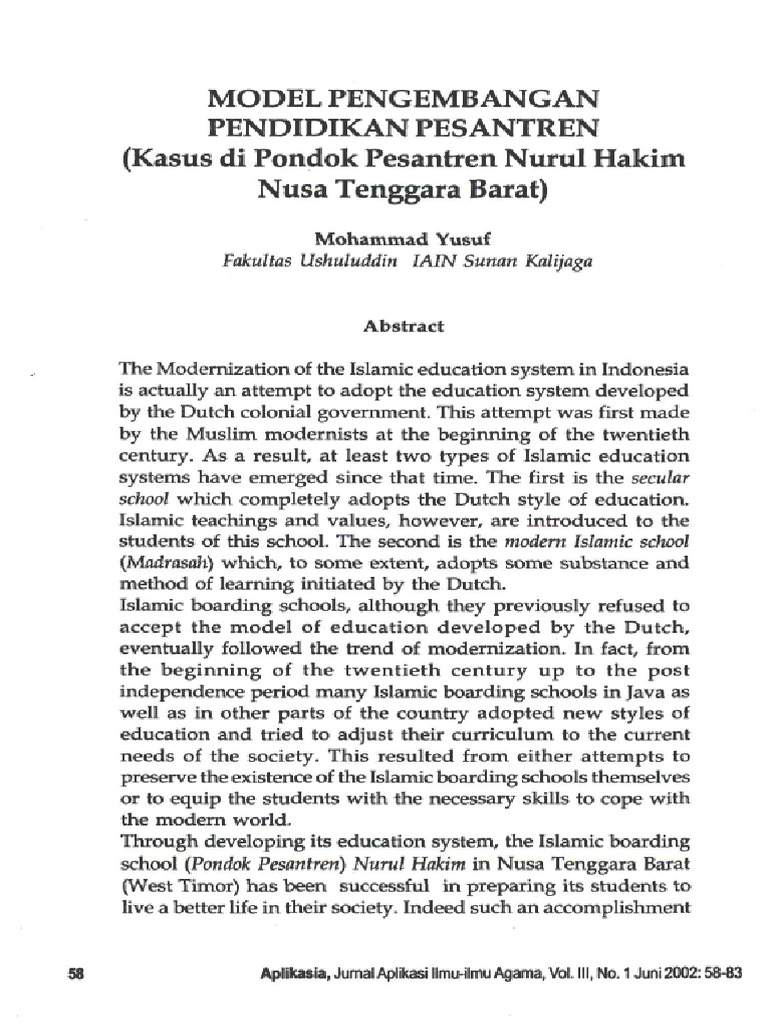 Pengembangan Pendidikan di Pesantren Nurul Hakim | PDF