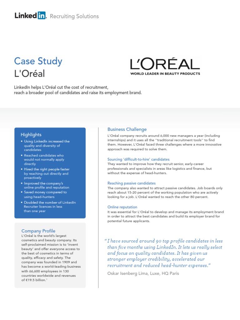Loreal Case Study V5 | PDF | Linked In | Recruitment