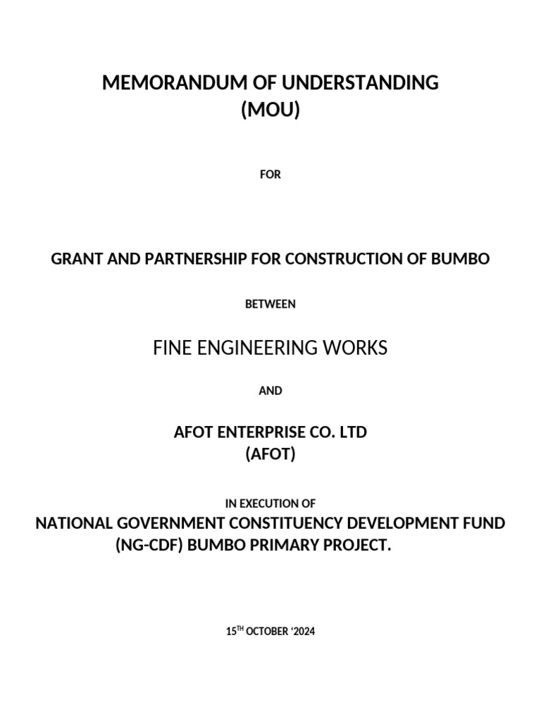 1. MoU Template (WSB, WSP and Landowner) | PDF | Arbitration | Property