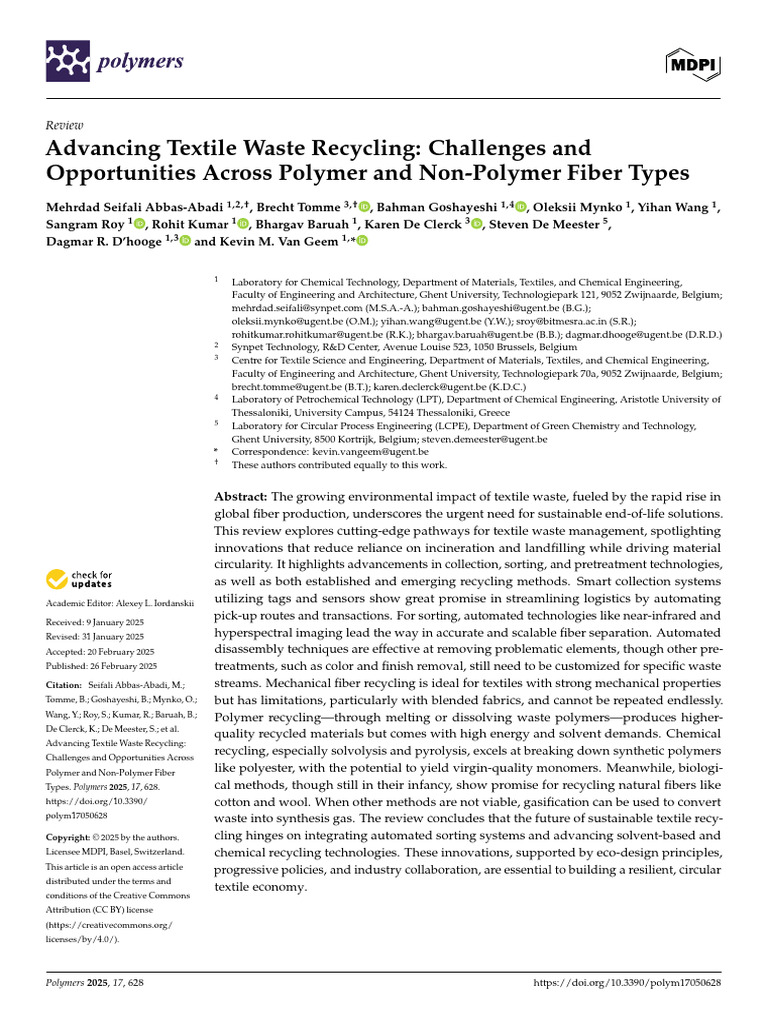 Advancing Textile Waste Recycling Challenges and O | PDF | Textiles ...