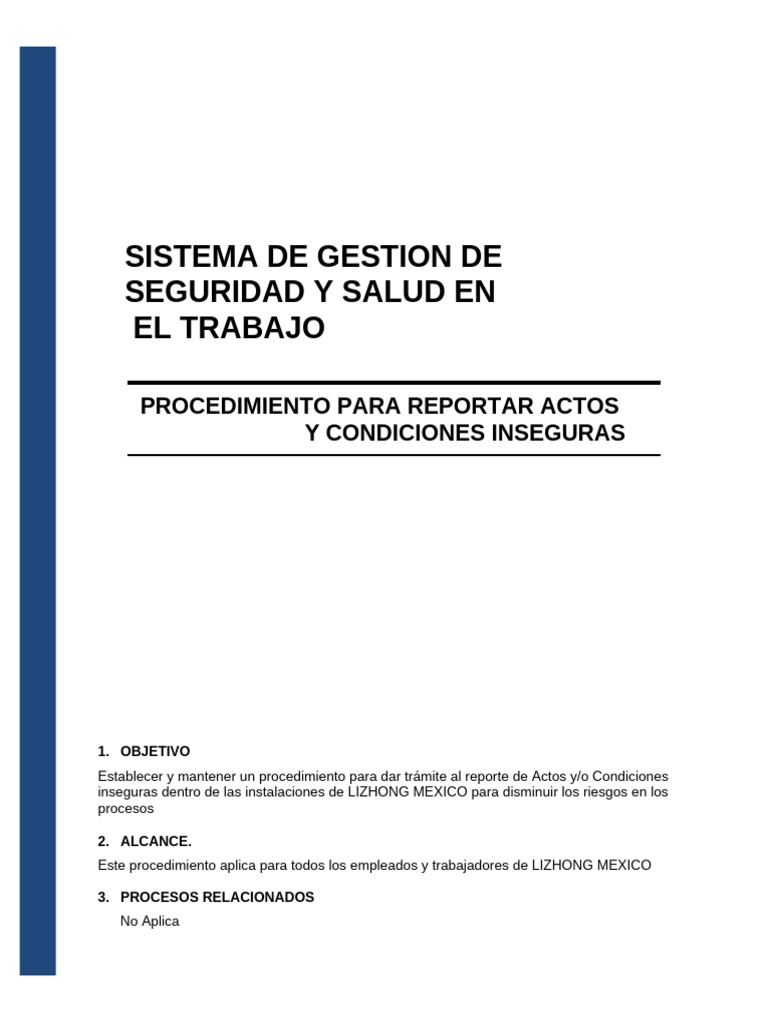 SP005. Procedimiento para Reportar Actos y Condiciones Inseguras | PDF